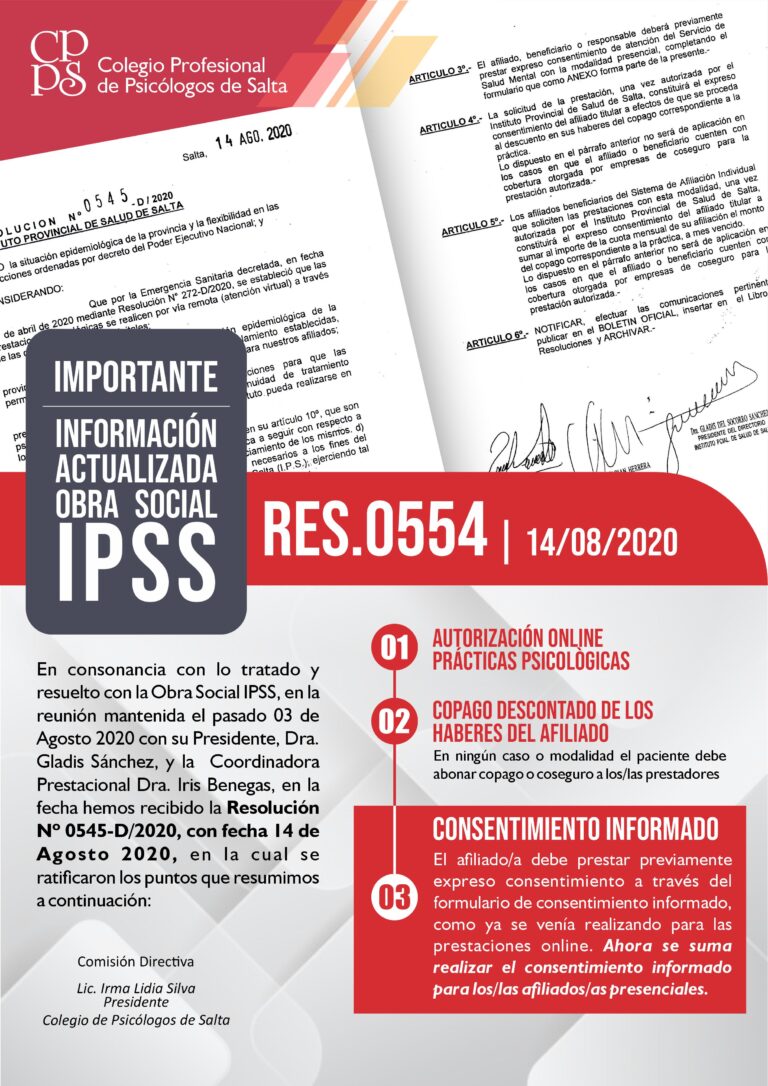 Obra Social IPSS – Resolución No. 0545-D/2020 – CPPS